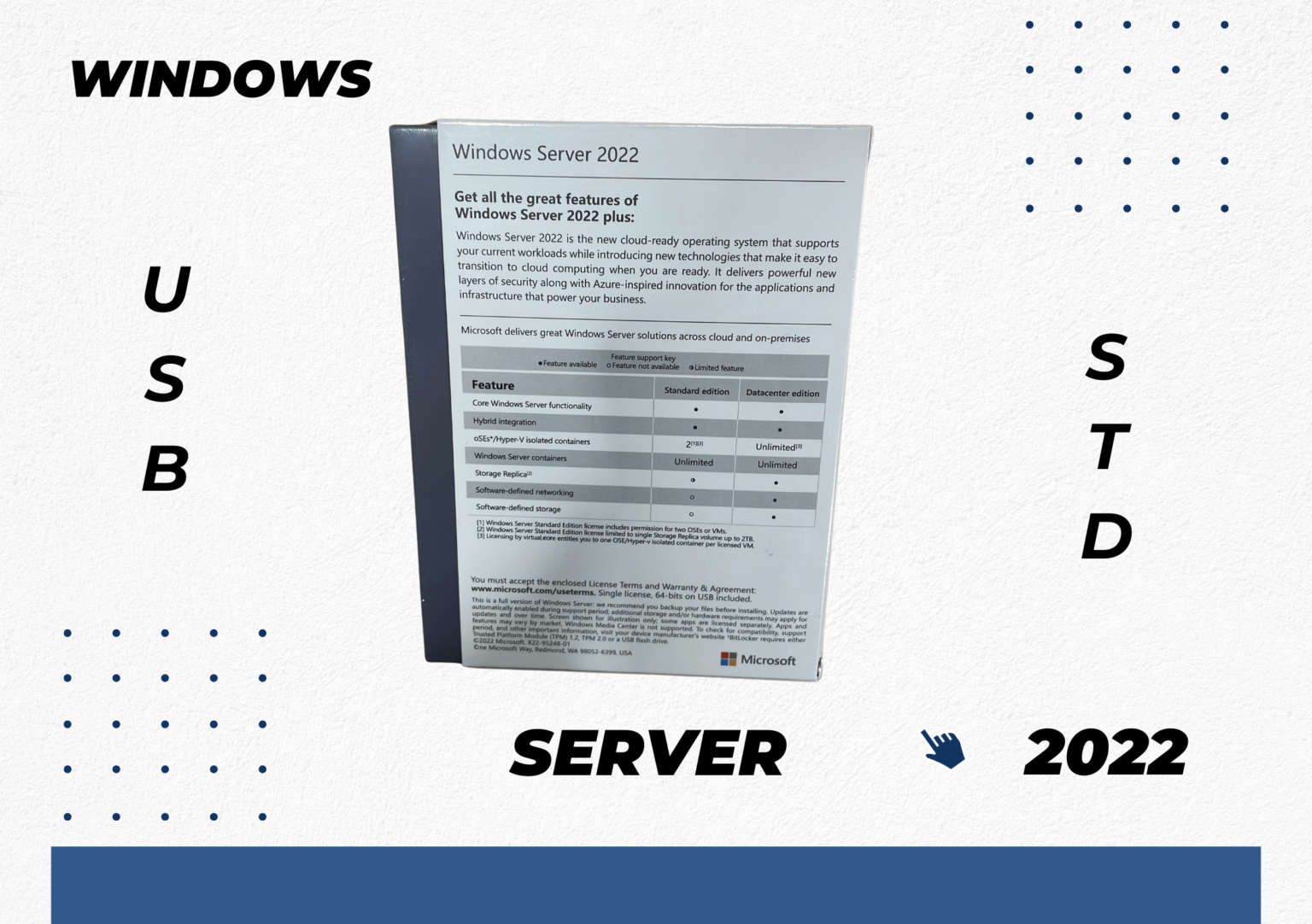Windows Server 2022 STD – 1 licencia – OEM – USB – 64-bit – Inglés ...