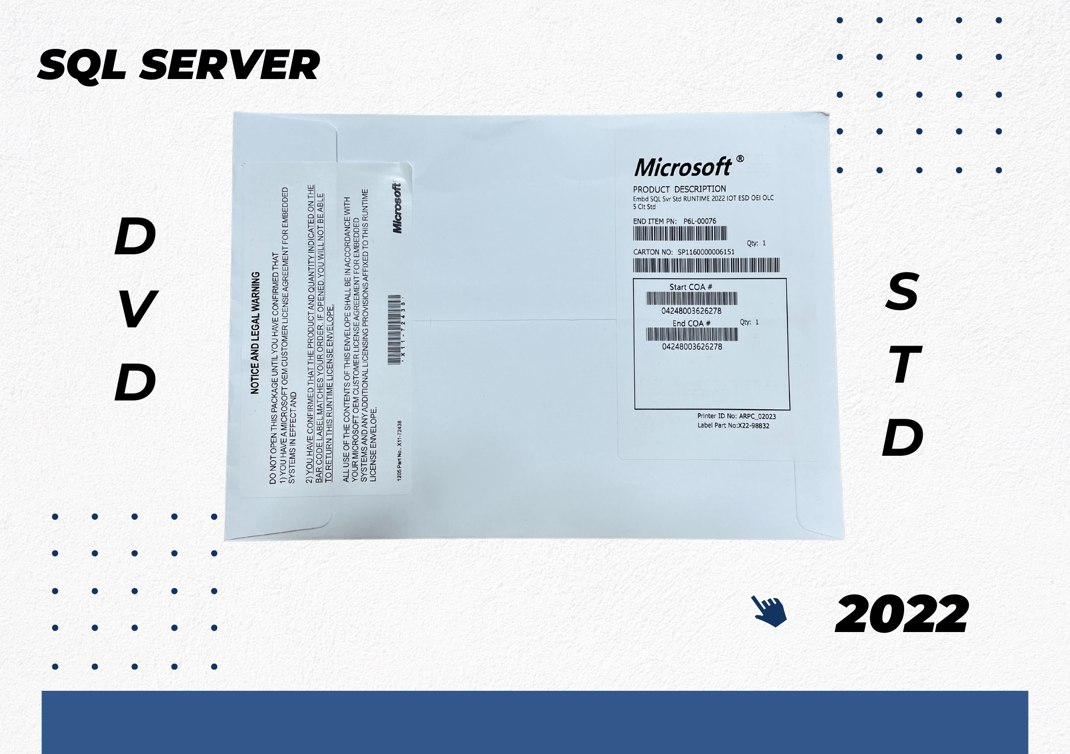 SQL Server STD 2022 IOT ESD OEI DVD OLC 5 Clt Std – 1 licencia – DVD ...